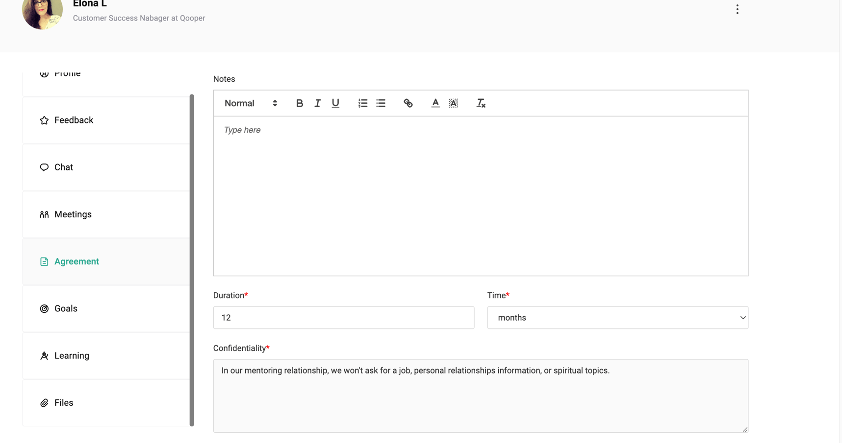 How do I update the Mentoring Agreement?